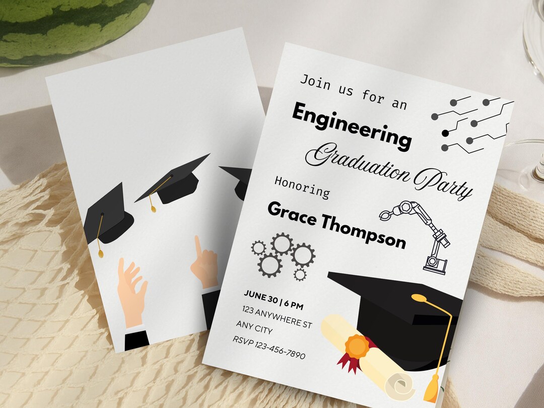 Engineering Invitation Graduation Engineering Party Template 5x7 Canva ...