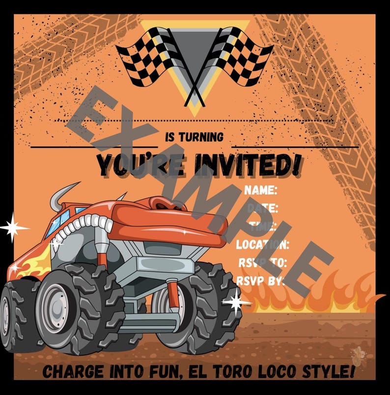 El Toro Loco - Invite - Etsy