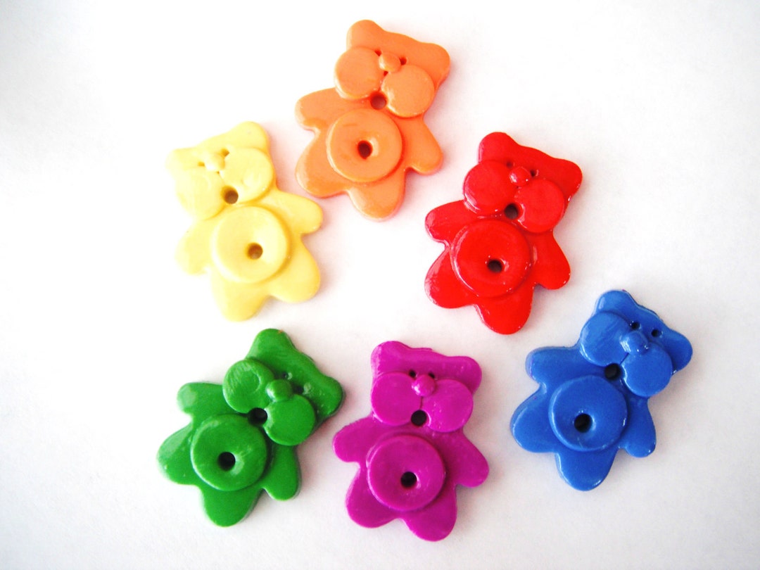 Button Gummy Bears Handmade Polymer Clay Buttons ( 4 ) - Etsy