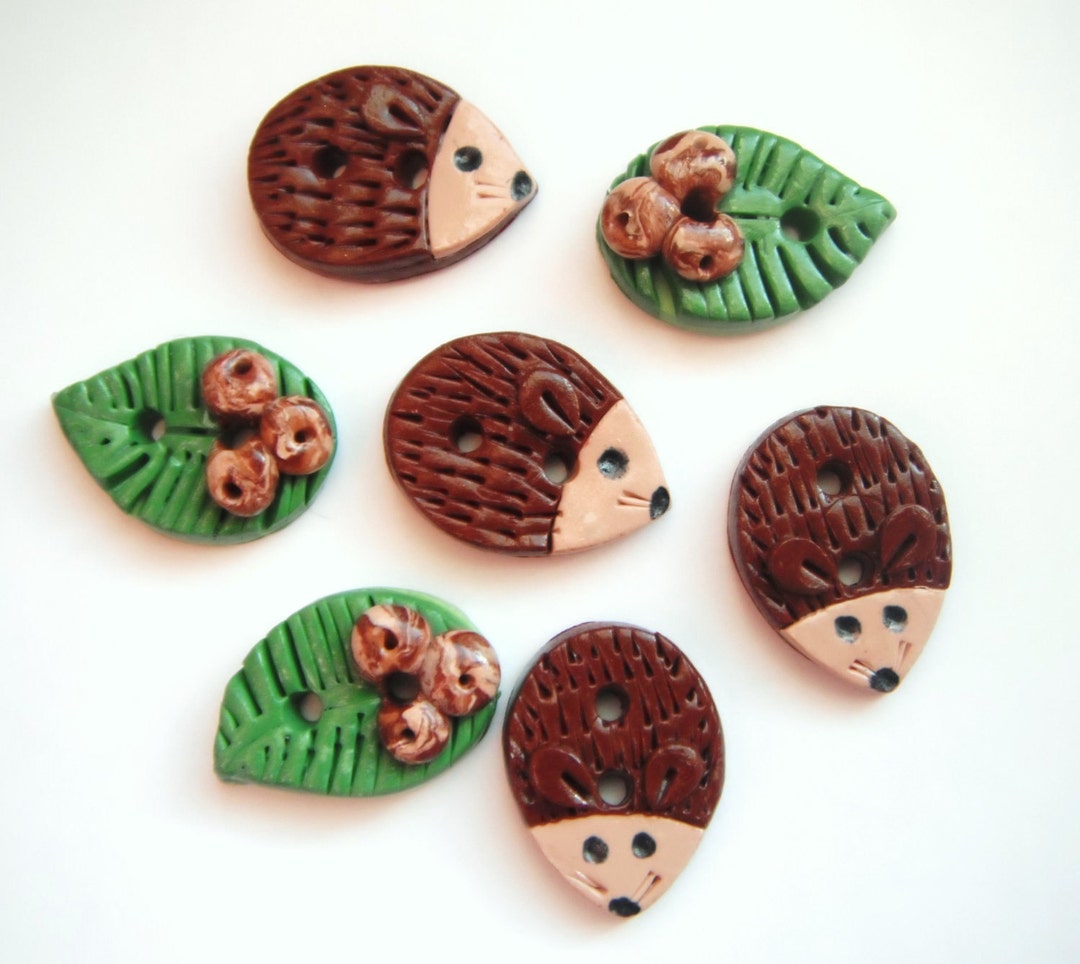 Button Little Rustic Porcupines Handmade Polymer Clay Buttons ( 7 ) - Etsy