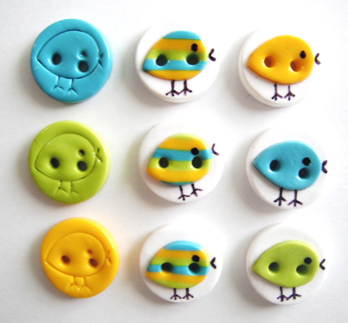 Button Stripe Birds Handmade Polymer Clay Buttons 9 - Etsy