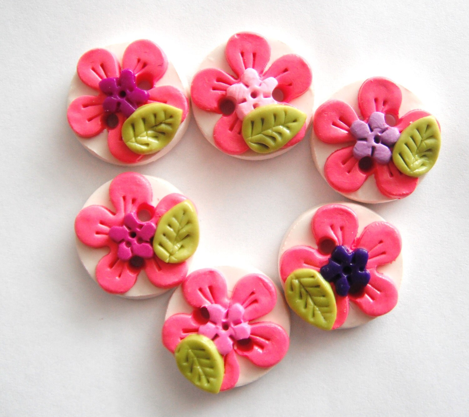 Rainbow buttons 1 inch buttons flower Polymer clay buttons Buttons ...