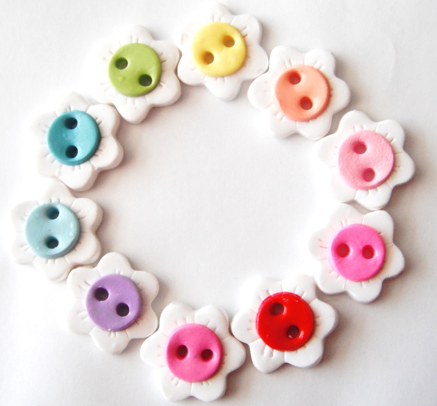 Rainbow buttons 1 inch buttons flower Polymer clay buttons Buttons ...