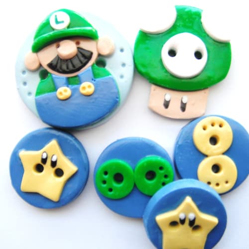 Button Red Mario Bros Handmade Polymer Clay Buttons 6 - Etsy
