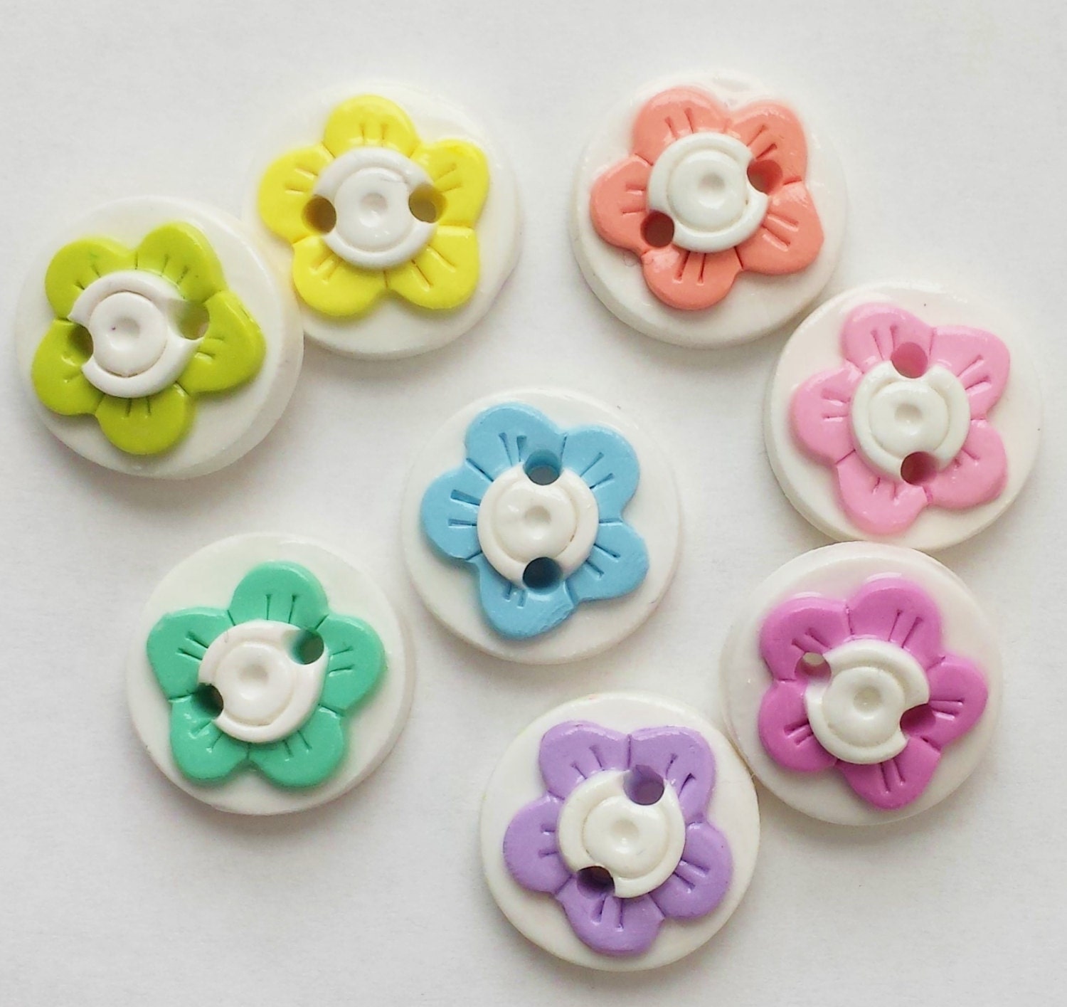 Rainbow buttons 1 inch buttons flower Polymer clay buttons Buttons ...
