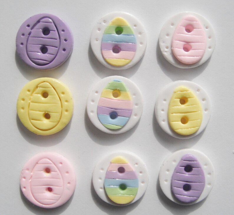 Button Mix Stripe Easter Eggs Handmade Polymer Clay Button Set | Etsy