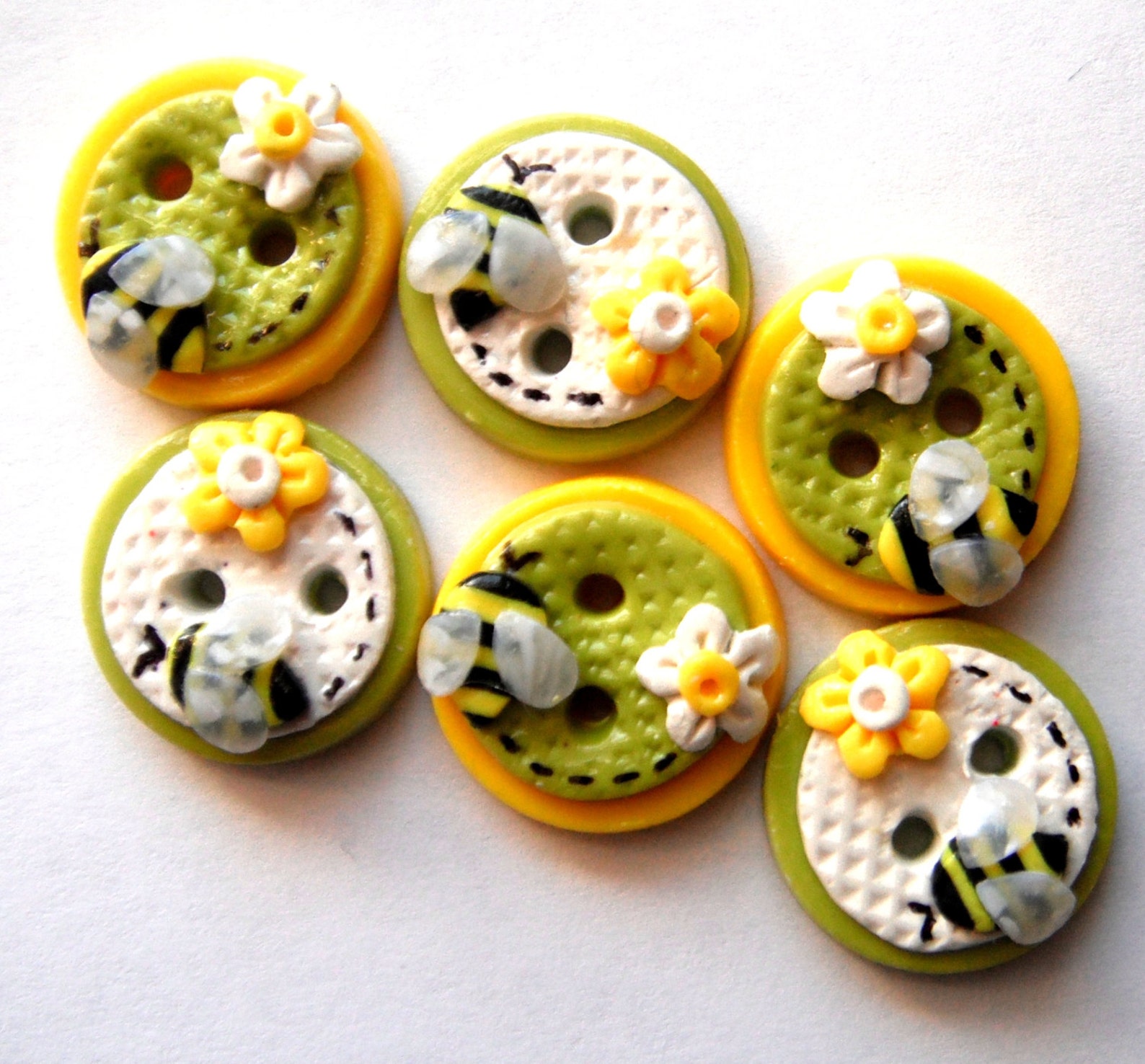Button Bitsy Bees Handmade Polymer Clay Buttons 6 - Etsy