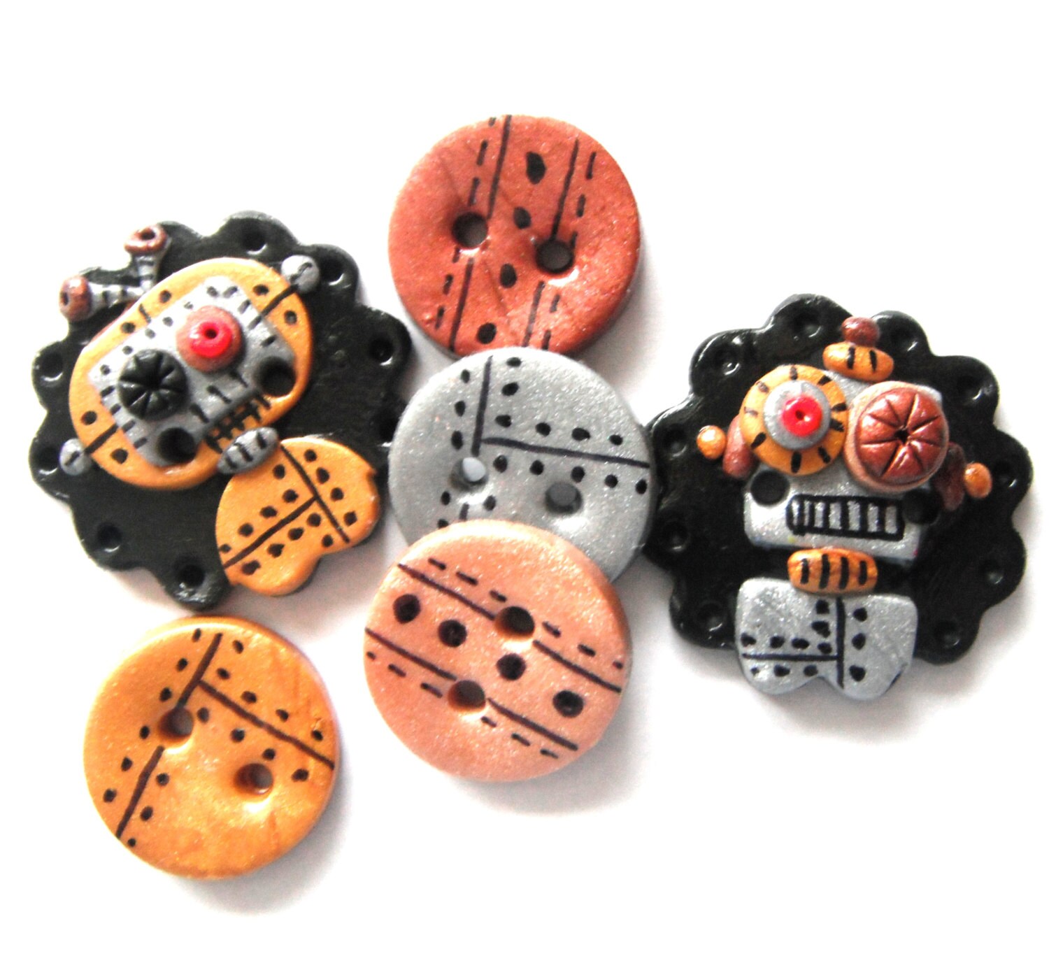 Button Metal Bots Handmade Polymer Clay Buttons 6 - Etsy