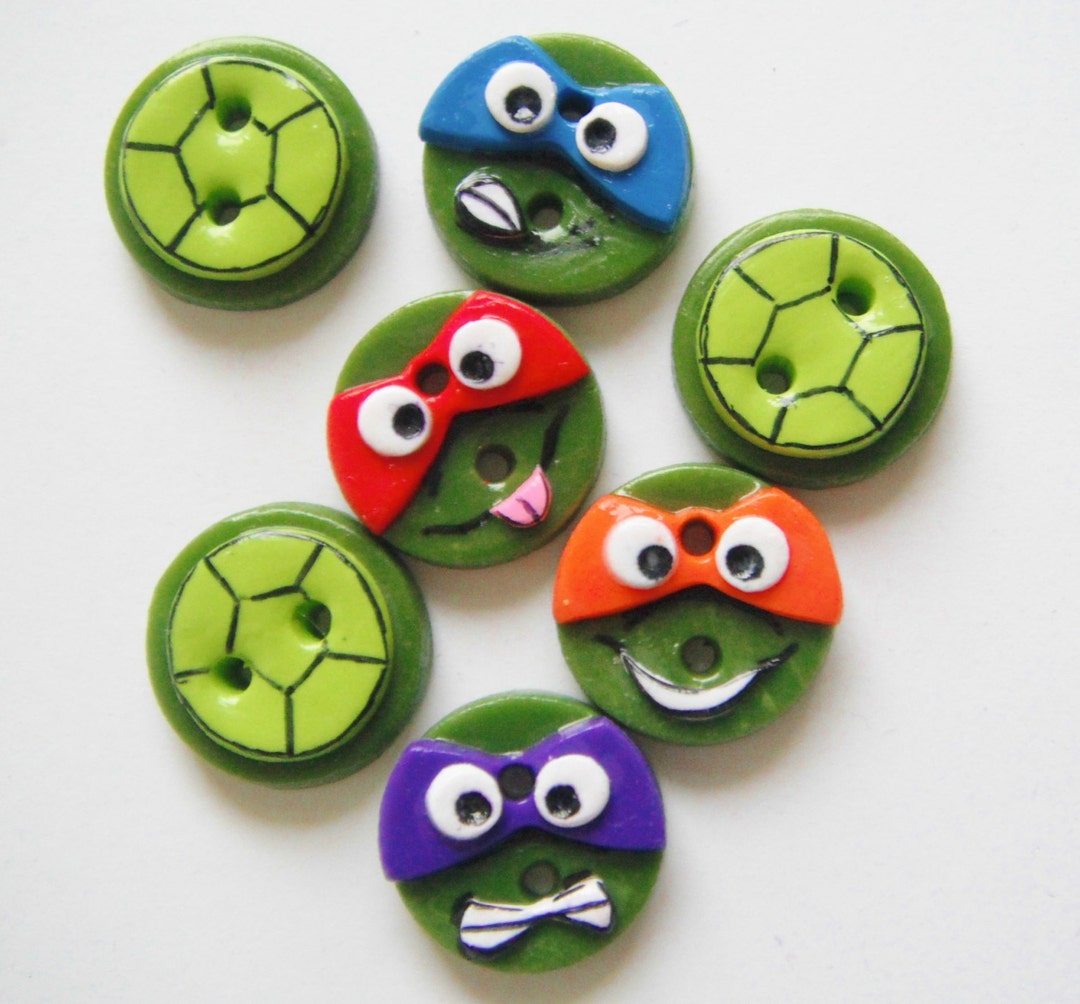 Button Teenage Mutant Ninja Turtles Handmade Polymer Clay Buttons ( 7 ...