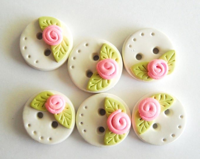 Button Tiny Rose Buds Handmade Polymer Clay Buttons 6 - Etsy