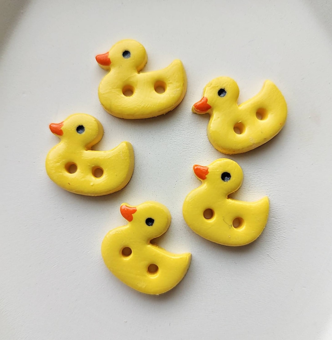 Buttons Yellow Rubber Ducks Polymer Clay Handmade Sewing Crochet Knit ...