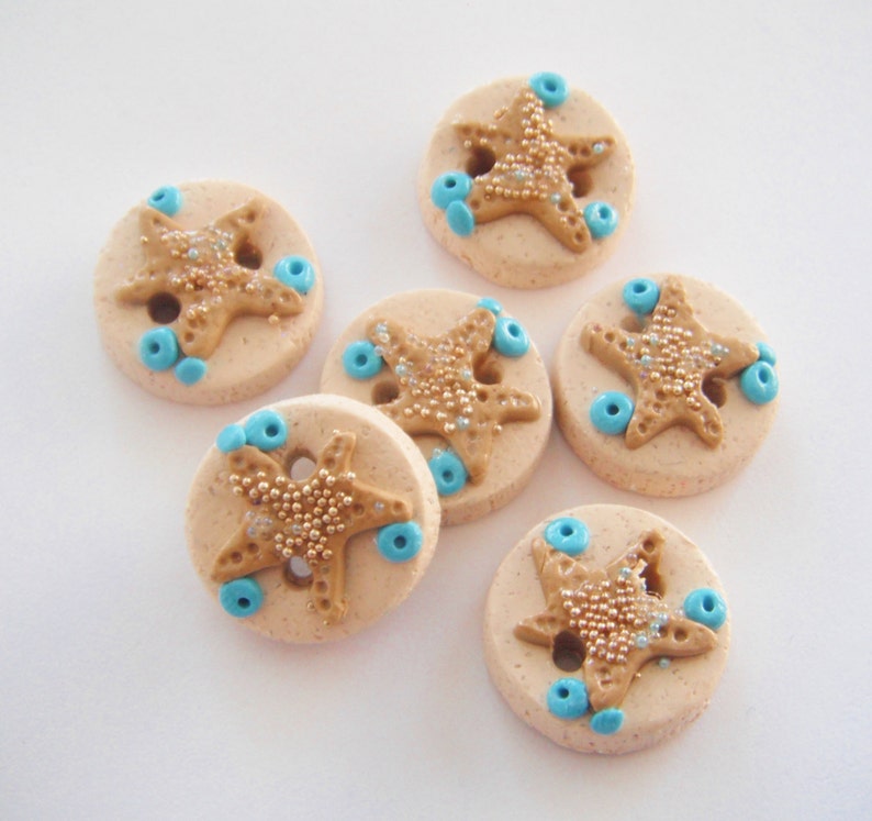Button Sparkling Starfish handmade polymer clay buttons 6 | Etsy
