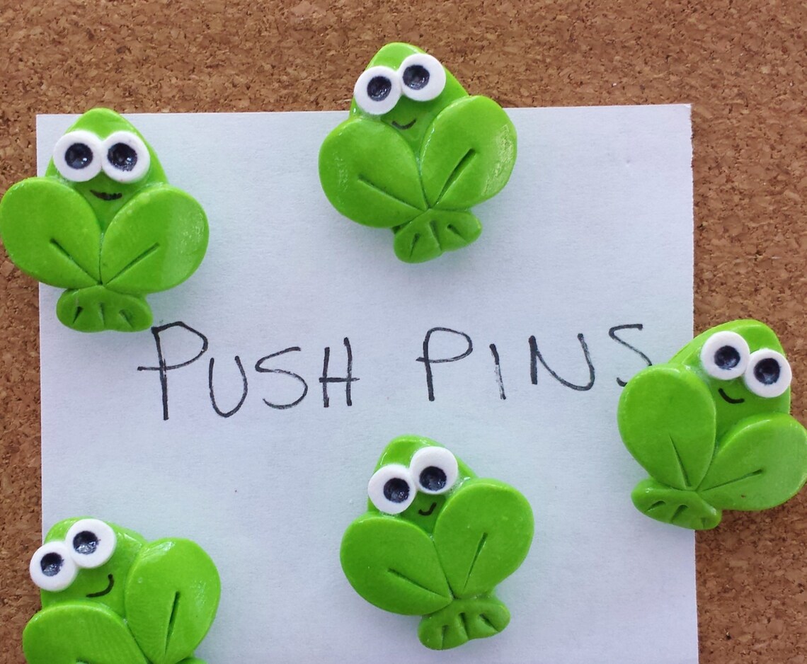 Push Pins Thumb Tacks Frogs Handmade Polymer Clay Push Pins - Etsy