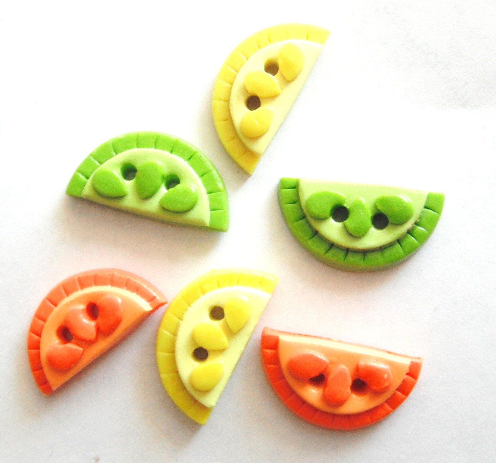 Button Citrus Slices Handmade Polymer Clay Buttons ( 6 ) - Etsy