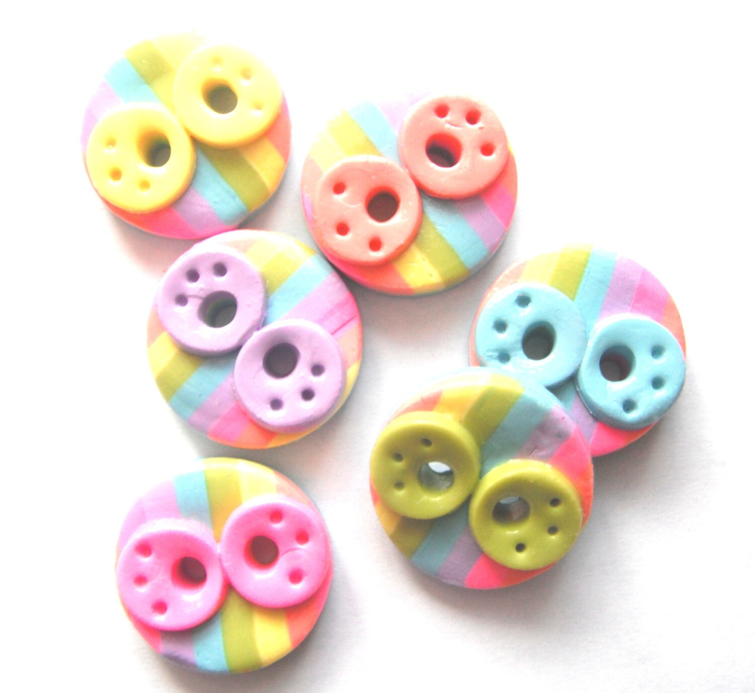 Rainbow buttons 1 inch buttons flower Polymer clay buttons Buttons ...