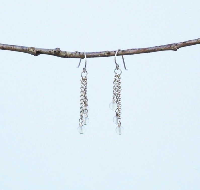 Triple Chain Quartz Earrings - Etsy