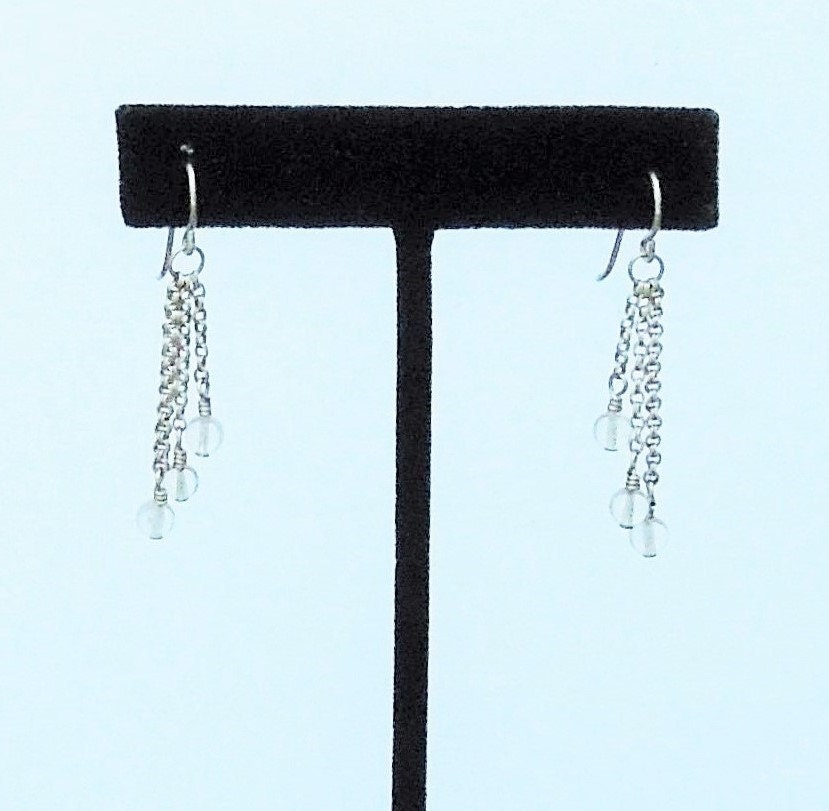 Triple Chain Quartz Earrings - Etsy