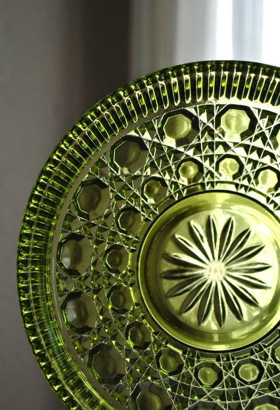 Items similar to Depression Glass Cane-Pattern Bowl, Green on Etsy