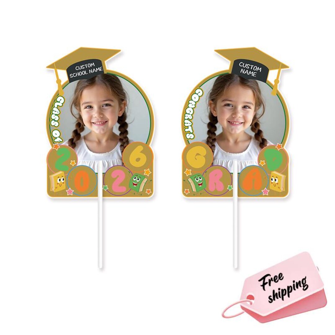 Personalized Graduation Photo Fans Double-sided Grad Face Cutout Fans ...