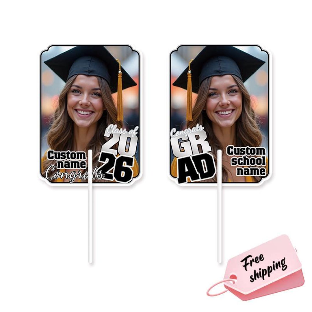 Personalized Graduation Photo Fans Double-sided Grad Face Fans With ...