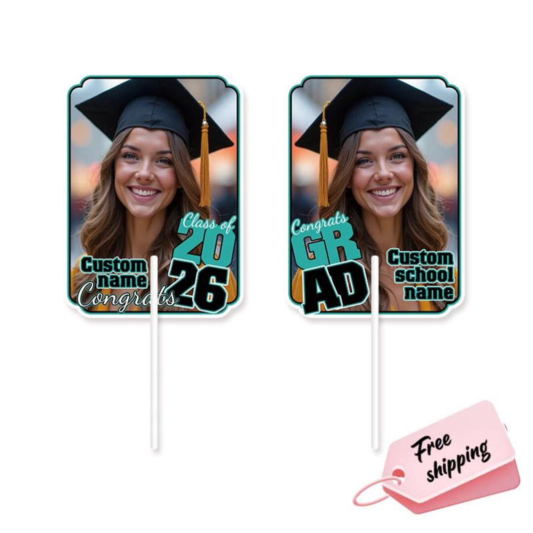 Personalized Graduation Photo Fans Double-sided Grad Face Fans With ...