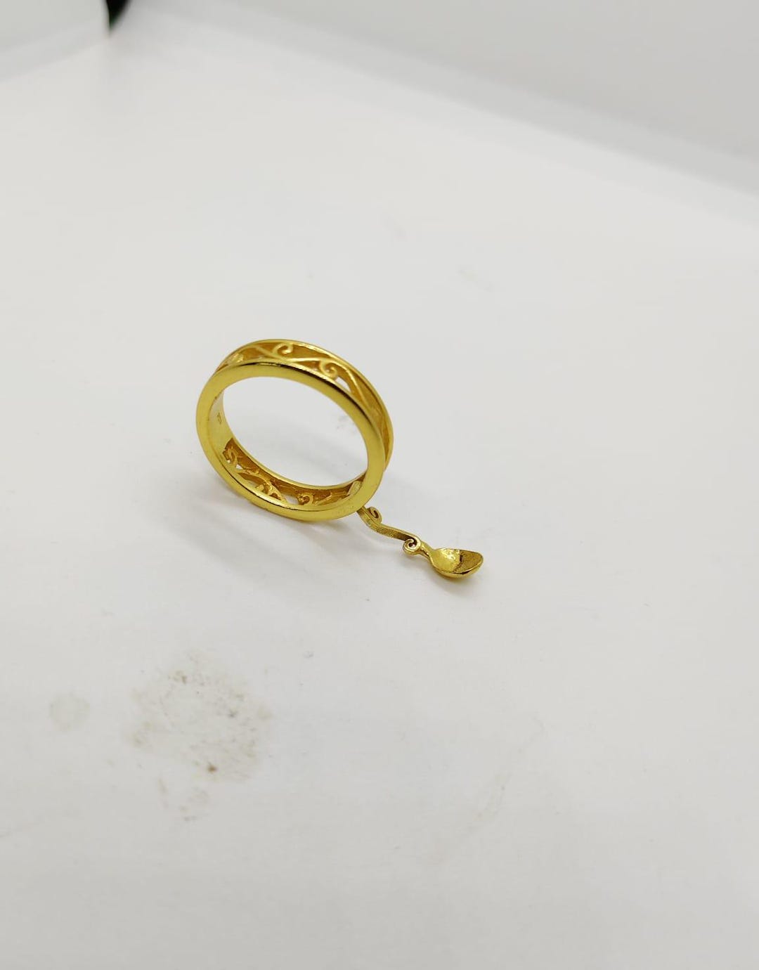 Bump Ring, 14 K Gold Plating Ring, Star Detailing Spoon, Cute Heart ...