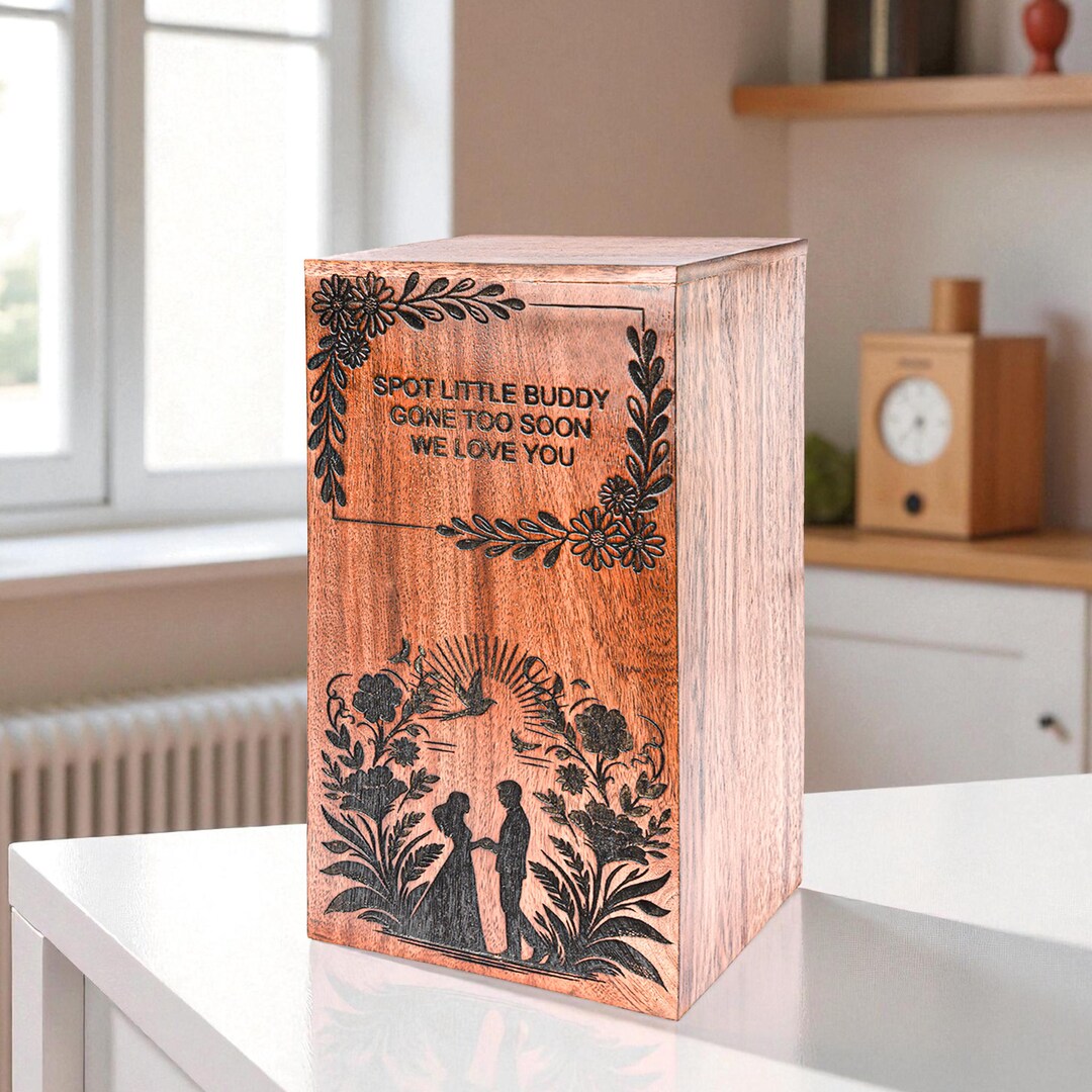Custom Cremation Urn - Personalized Rosewood Engraved Couple Design Urn ...