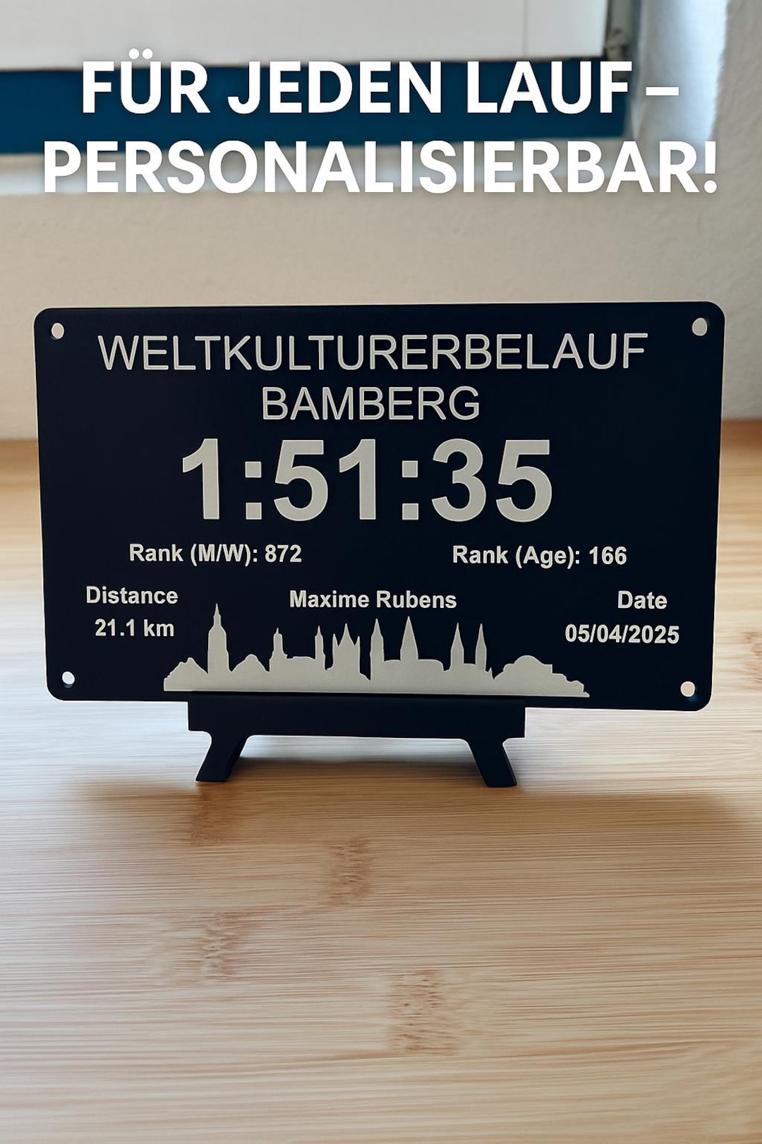 Personalized Finisher Board – 3D Printed Souvenir for Running, Marathon ...