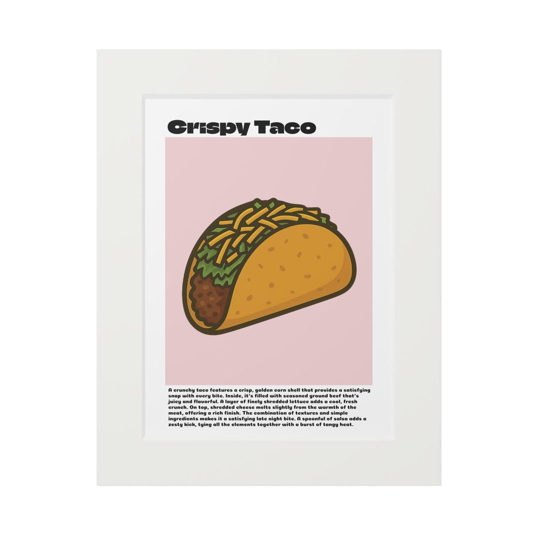 Crispy Taco Kitchen Art Print and Frame - Fast Food Favorites - Etsy