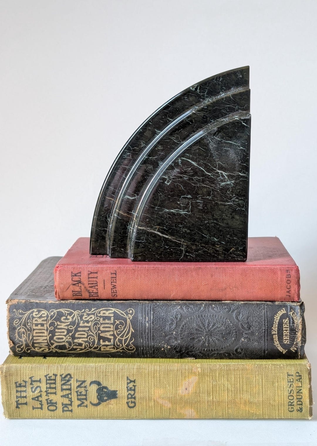 Vintage Art Deco Black Marble Bookend | Architectural Library Decor - Etsy