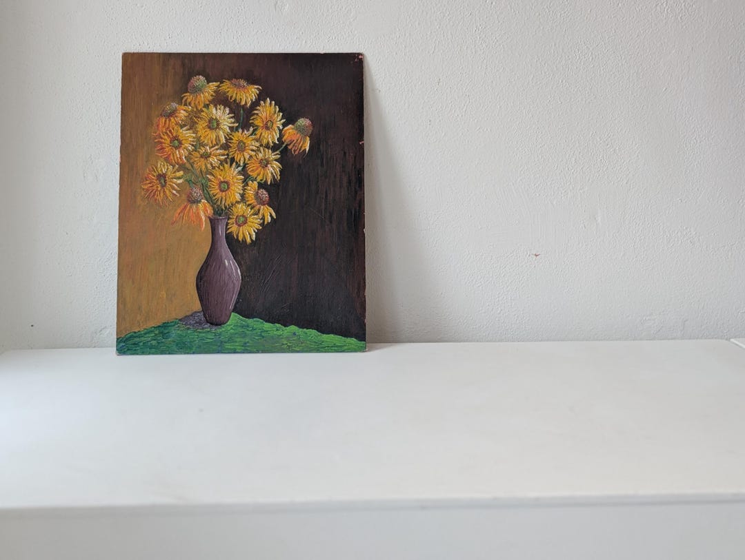 Yellow Flowers Still Life Studio Art | Oil Paint on Canvas Board 16"x20 ...