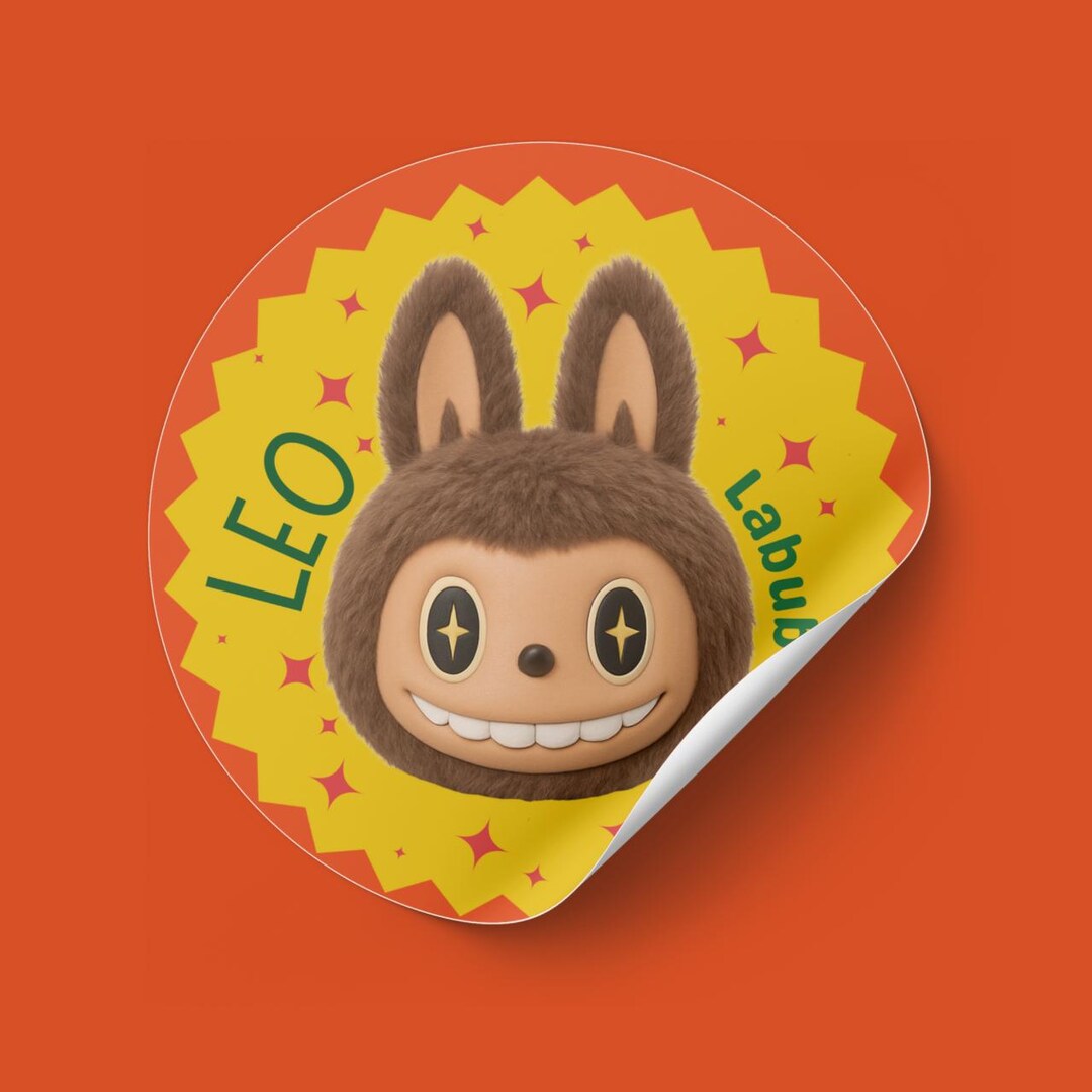 Labubu Doll Leo Zodiac Sign Round Sticker, Indoor Outdoor Decor, Fun ...