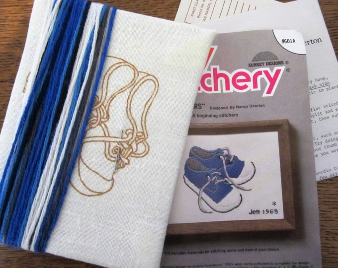 Jiffy Stitchery Crewel Kit BLUE SNEAKERS Nancy Overton #601-A Sunset ...