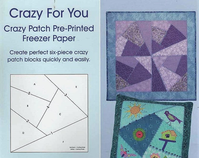 Pre-printed Freezer Paper CRAZY FOR YOU June Tailor Quilt Paper Piecing ...