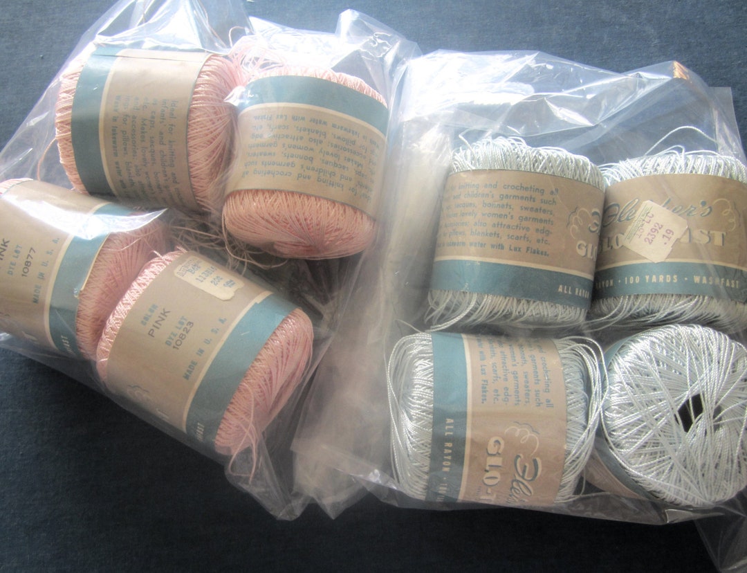Rayon Crochet Thread Fleisher's Glo-twist VERY VINTAGE CHOICE Blue or ...