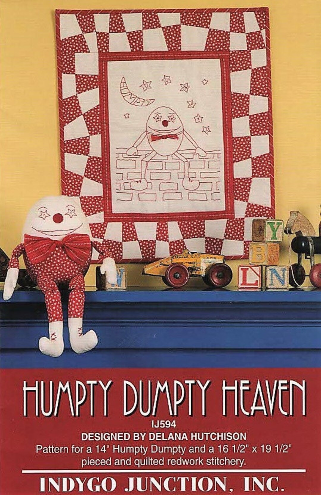 INDYGO JUNCTION Quilt & 14" Doll Pattern Humpty Dumpty Heaven Redwork ...