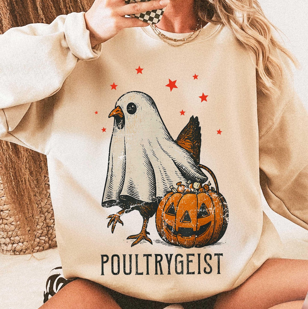 Poultrygeist Halloween Digital File, Chicken Ghost in Pumpkin, Spooky ...