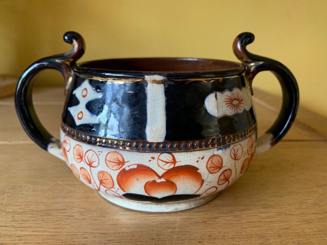 A Vintage Gaudy Welsh Imari Patterned Pottery Bowl With - Etsy