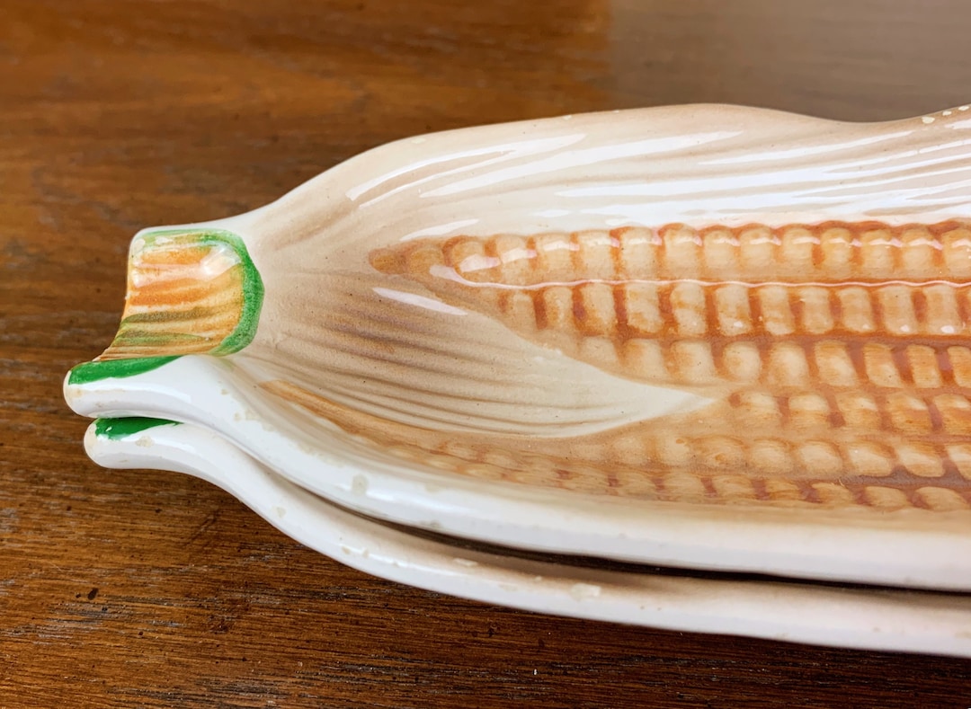 Set of Two Vintage Corn on the Cob Stacking Plates | 1980s Decorative ...