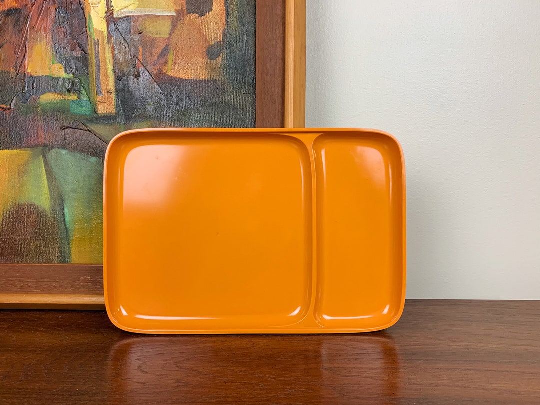 Set of 2 Vintage Danish Melamine TV Trays | 1970s Stackable Sectioned ...