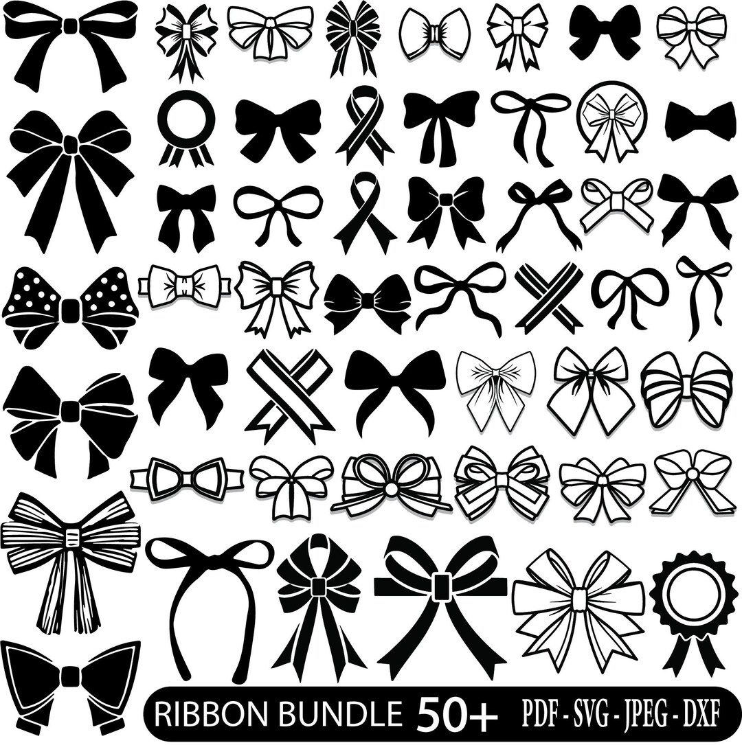Black Bow Svg Bundle, Ribbon Bow Svg, Coquette Bow Svg,bow Tie Svg ...