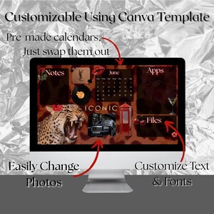 Y2K Leopard Print Desktop Organizer | Aesthetic Digital Wallpaper + Icons & Folders | 2025–2026 ...