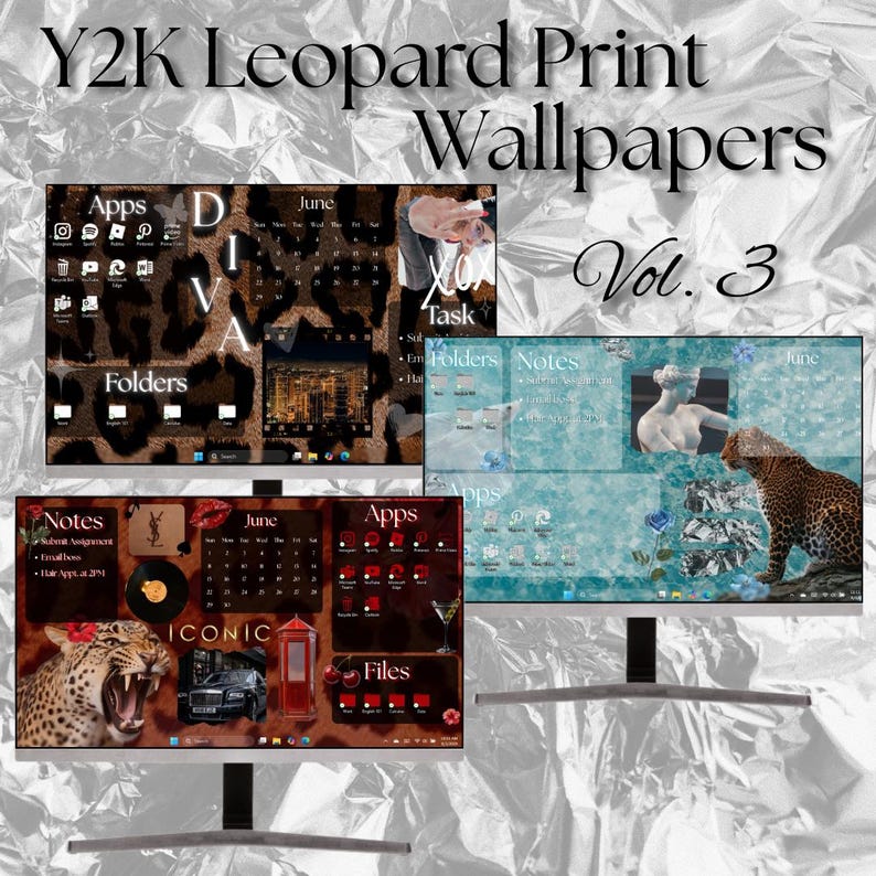 Y2K Leopard Print Desktop Wallpaper | Canva Template (digital Download ...