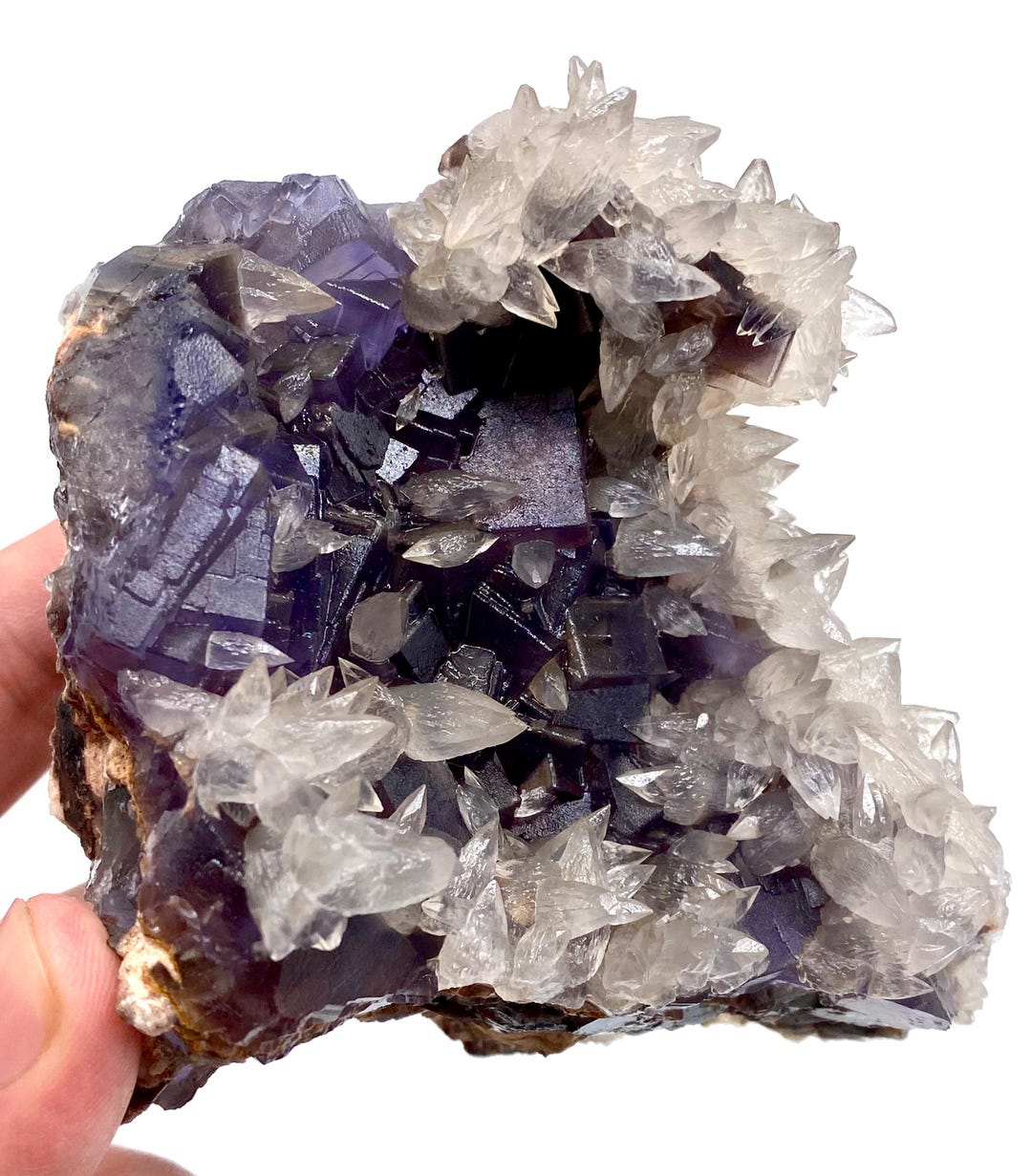 Fluorite & Dog Teeth Calcite Crystal Specimen, Pakistan (637 Gram) - Etsy