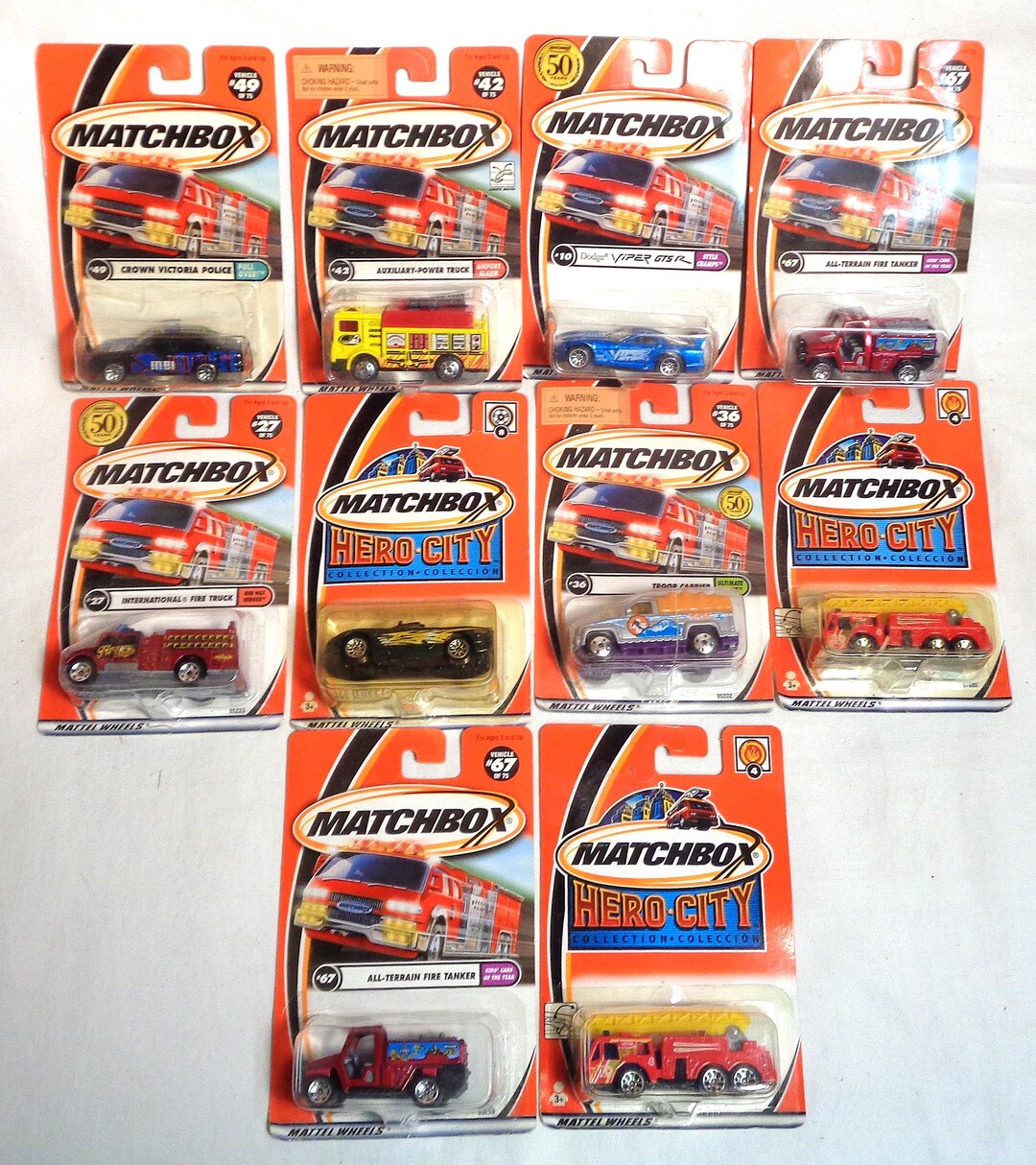 Lot of 10 MODERN Matchbox Cars & Trucks - Nice Near Mint All on Cards ...