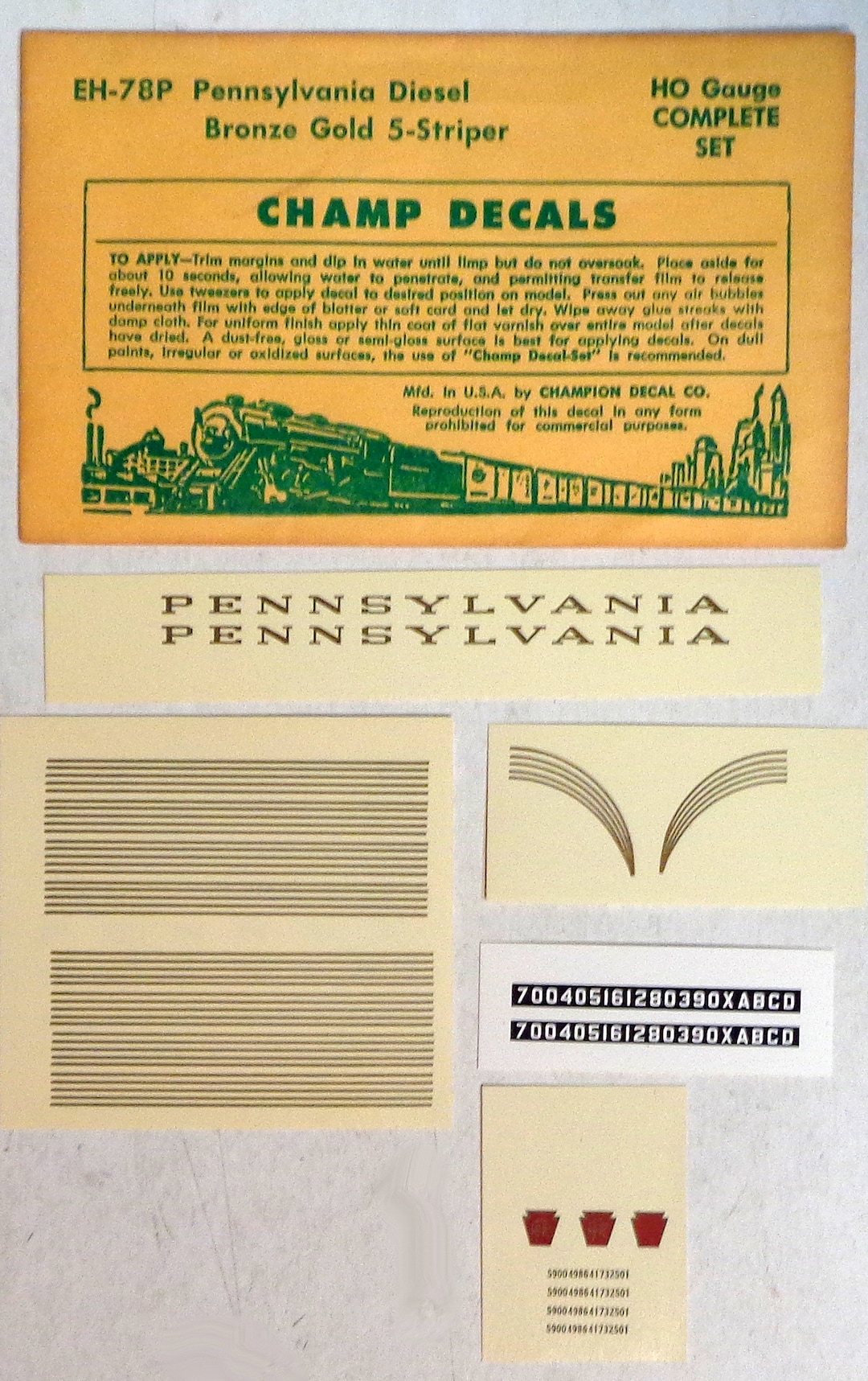HO Scale Trains - Champ Decals Set - Pennsylvania Diesel - Bronze Gold ...