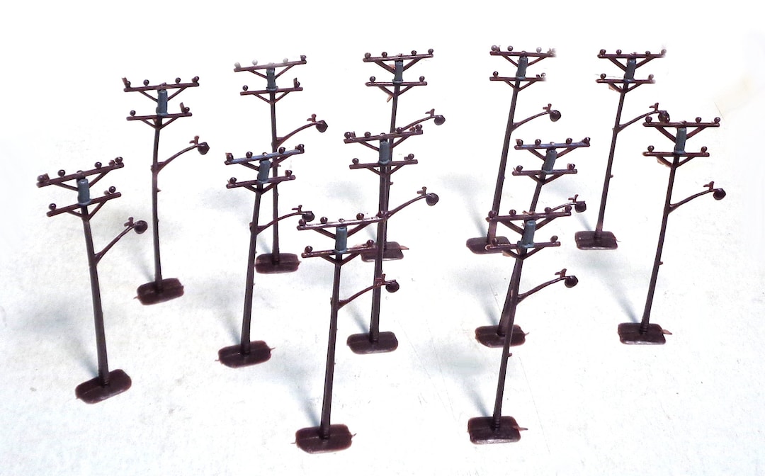 HO Scale 1 Dozen(12) Telephone Poles With Static Lamp Extensions ...