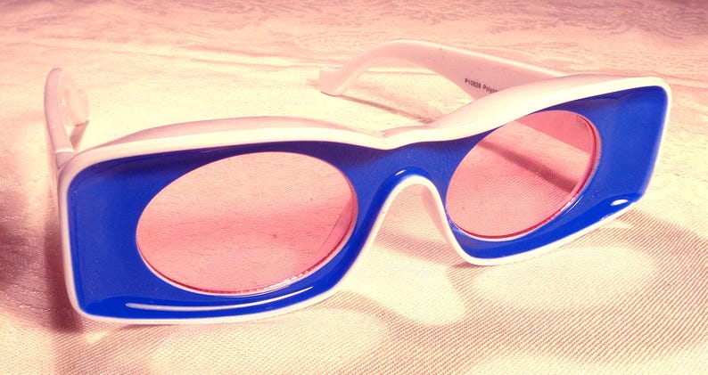 Vintage Modern Futuristic Blue and White Sunglasses - Near Mint ...