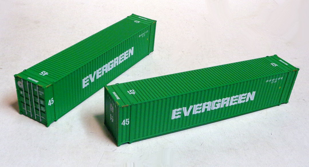 HO Scale Walthers Pair of 45' "evergreen" Containers - NEW Condition ...