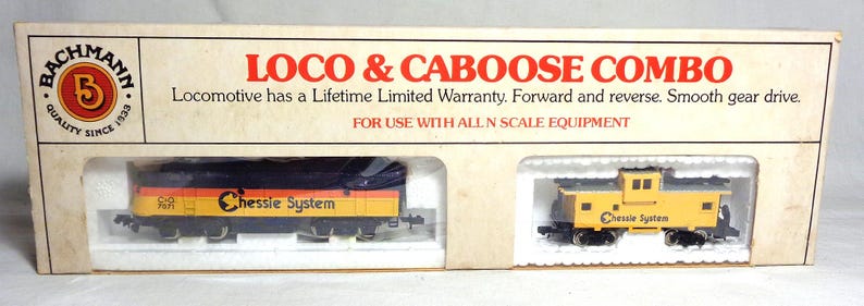 N Scale-vintage Bachmann EMD F-9 Powered Diesel Loco Engine W/caboose ...